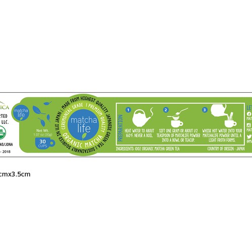 Create an amazing product label for organic MatchaLife matcha green tea ...