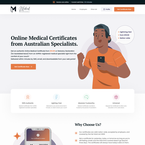 Designs | Design the landing page for an online medical certificates ...