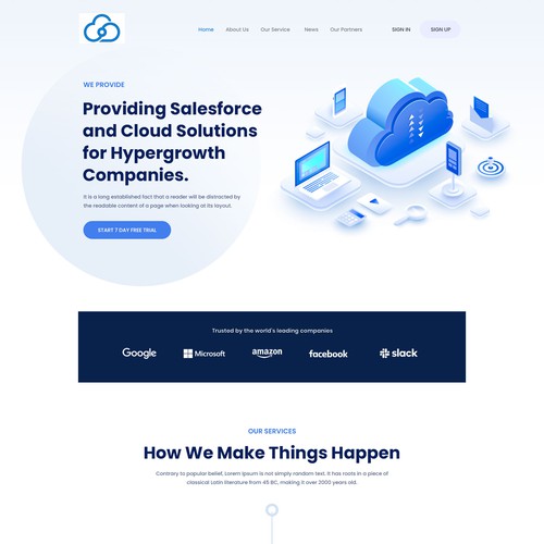Designs | Cloud Connex site design | Web page design contest
