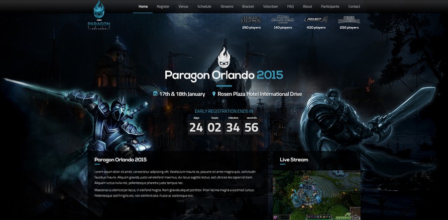 eSports Tournament Series Website | Web page design contest