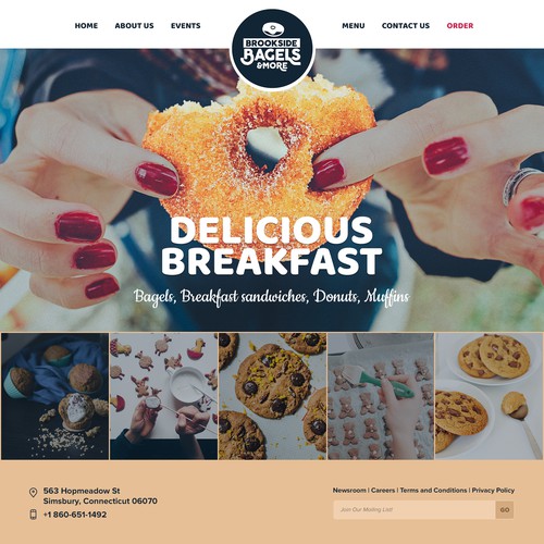 Create an exciting website for our bagel shop Brookside Bagels & More ...