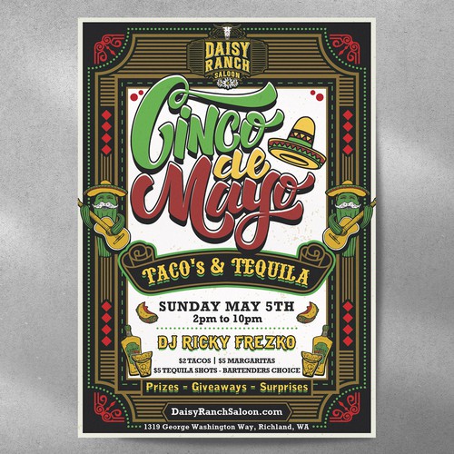 Designs | Daisy Ranch Saloon - Cinco de mayo party art | Postcard ...