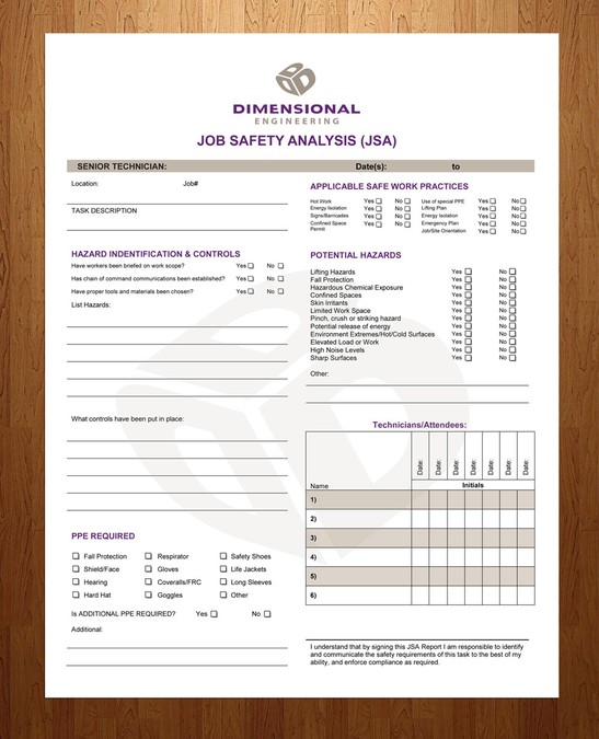 Create a JSA Form Template in Microsoft Word | Other business or ...
