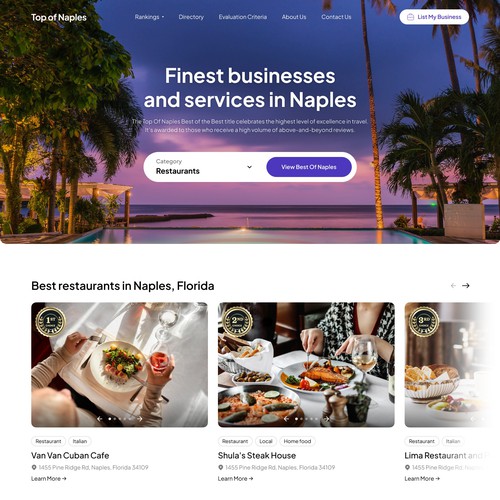 Designs | Create a Stunning Homepage for Top of Naples | Web page ...