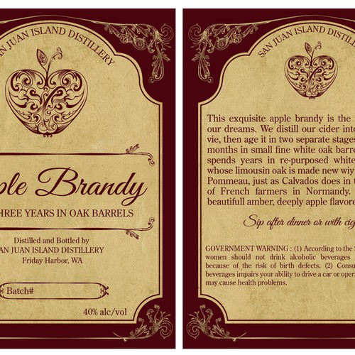 Best Apple Brandy in the U.S. | Product label contest