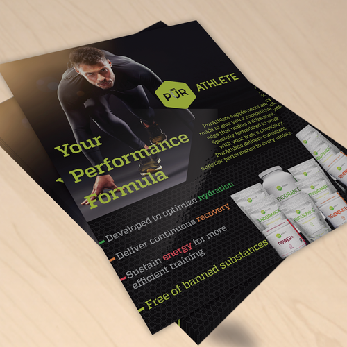 Create an electric one page handout for an athletic supplement company ...