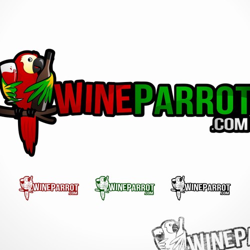 Cartoony logo featuring a parrot drinking wine! | Logo design contest