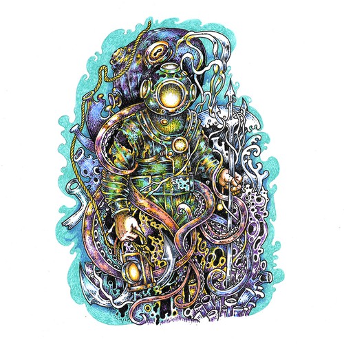Designs | Stylized Scuba diver tattoo design on inner bicep | Tattoo ...