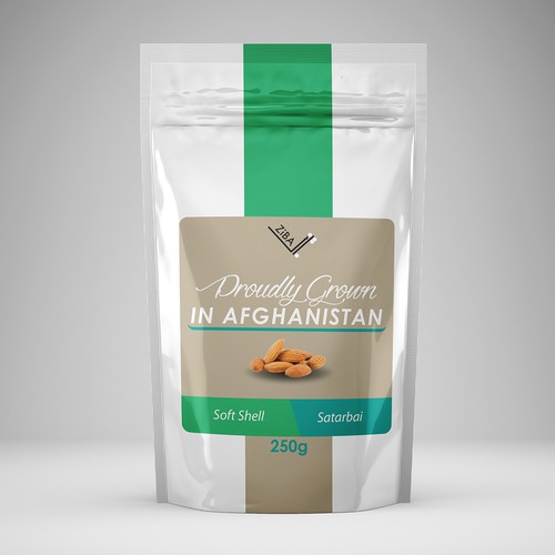 Packaging Label for Afghan Almonds from ZiBA Foods | Product label contest