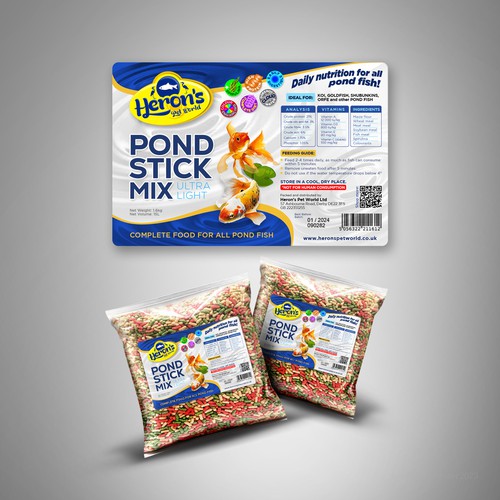 Designs | Design a product label for premium pond stick mix, fish food ...