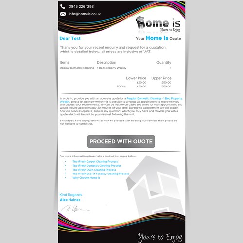 Redesign of Email Quick Quote Template (Not the text) | Email contest