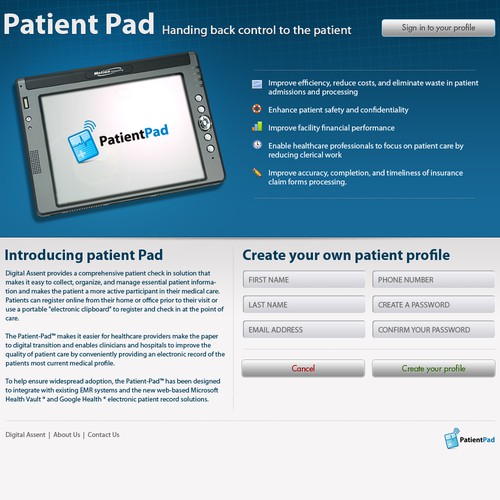 WEBSITE for new ELECTRONIC MEDICAL RECORDS (EMR) solution | Web page ...