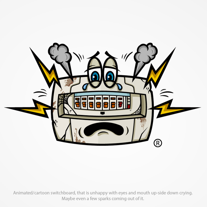 Cartoon/animation up-set switchboard for electrician | Illustration or ...