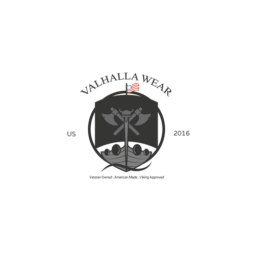 Create a badass viking themed logo for veteran owned clothing company ...