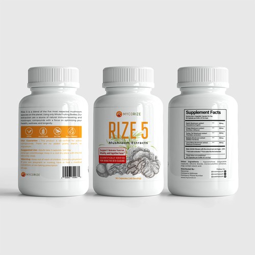 Designs | Mushroom Supplement Label Needed! Clean & Modern with a ...