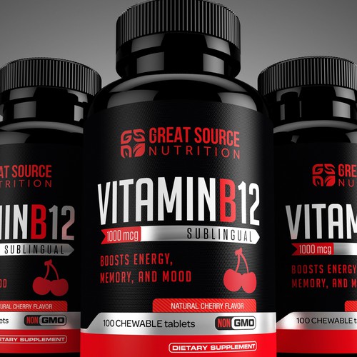 Have fun designing a unique and modern Vitamin B-12 Supplement label ...