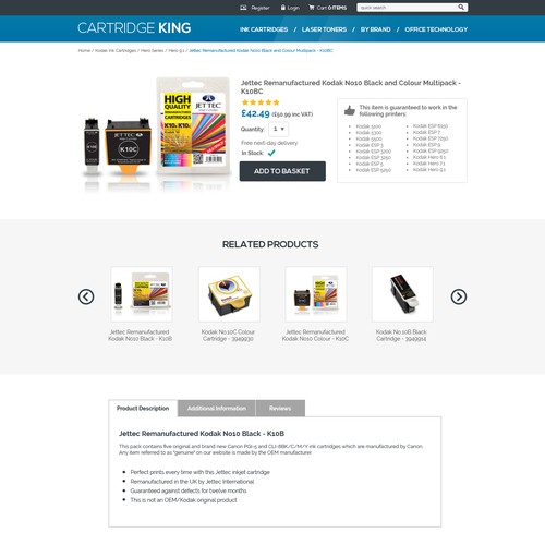 Ink Cartridge eCommerce Store design | Web page design contest