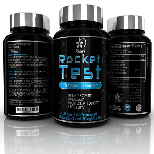 Create a standout product label for an all natural male testosterone ...
