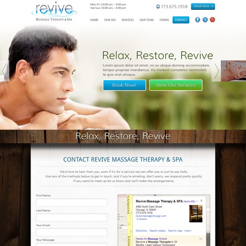 Modern/Sleek Website design for Revive Massage Therapy & Spa | Web page ...