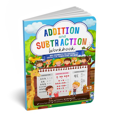 Designs | Fun design for kids math workbook | Book cover contest