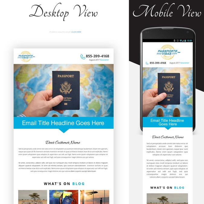 Create Visual Newsletter Template for Travel Industry | Email contest