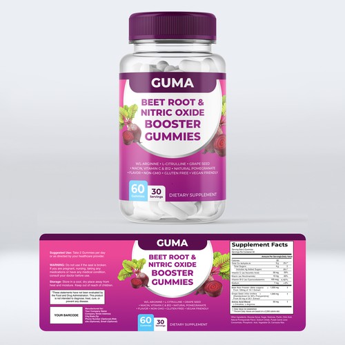 Designs | ⭐ Design a Product Label For Beet Root Gummies That Sticks ...
