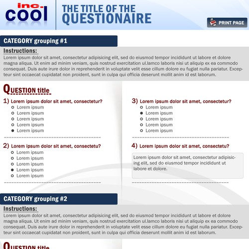 1 page printable interview/questionnaire web page - design only! | Web ...