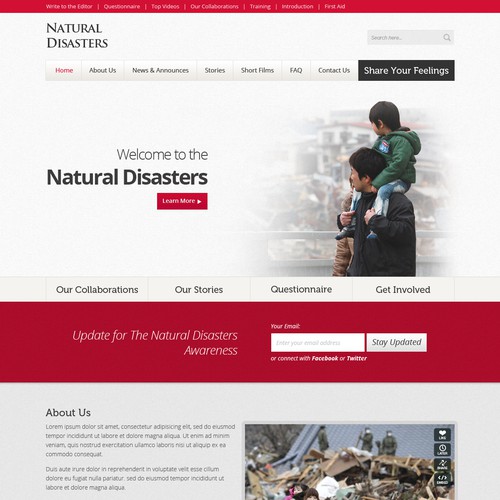Web Portal Project of Natural Disaster Awareness | Web page design contest