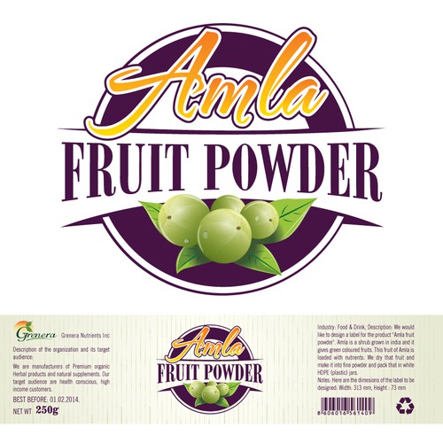 Amla Fruit Powder Label | Product label contest