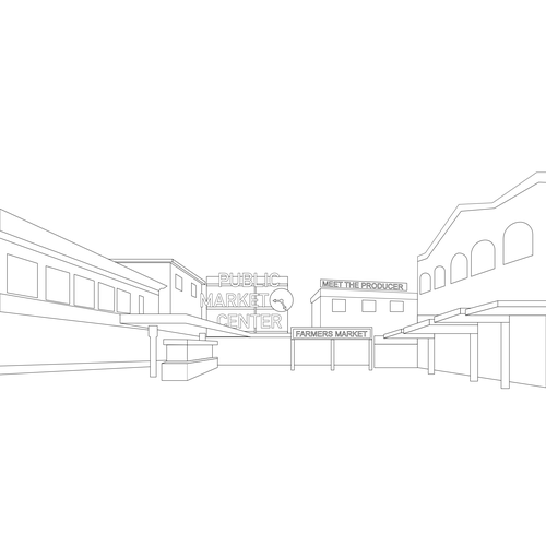 Designs | Draw an abstract building scape of the Pike Place Market I ...