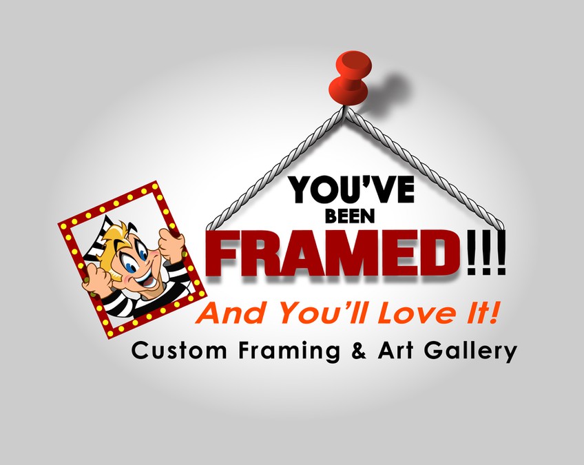 you've been framed !!!! picture framing and art studio logo with the ...