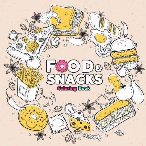 Designs | Square Cover for Food & Snacks Coloring Book | Book cover contest