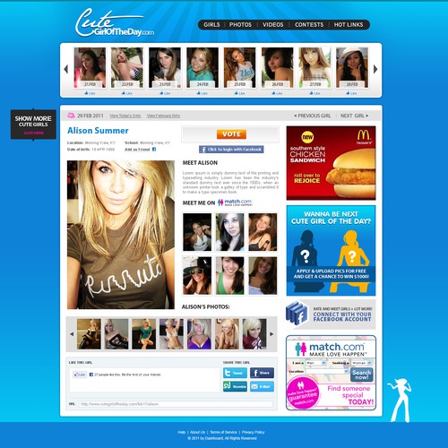 National Cute Girl Contest Site | Web page design contest