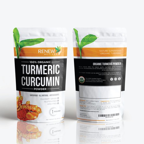 Seeking a Modern & Clean Turmeric Stand-up Pouch Design | Product ...