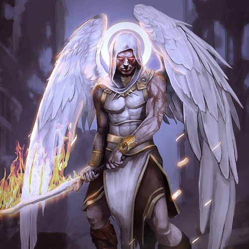 Badass Angel Art Commission for Boy's Bedroom Wall | Illustration or ...
