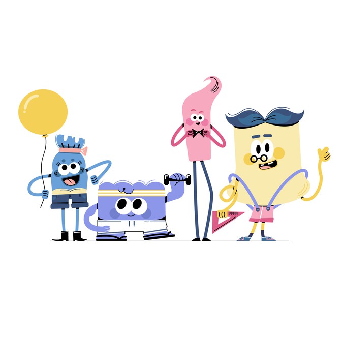 Create Four Very Simple Cartoon Characters With Kid's Personality ...