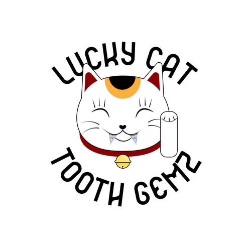Designs | Lucky Cat Tooth Gemz illustration for a tooth jeweler! | Logo ...