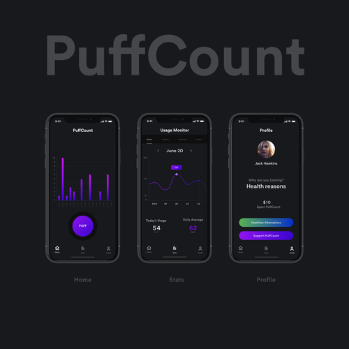 Puff Count - 3 Screen App Design for a good cause! | App design contest