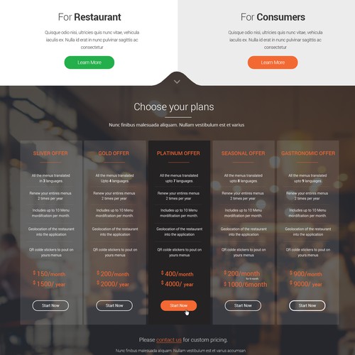 Create a parallax homepage for a restaurant themed website and app ...