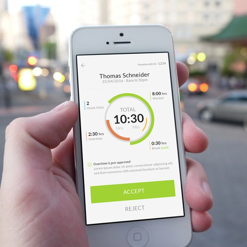 Timesheet approval design for temporary workers | App design contest