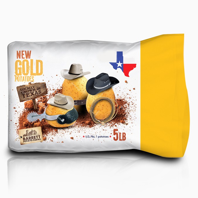 Create artwork for potato bags that promote Texas and Local grown ...