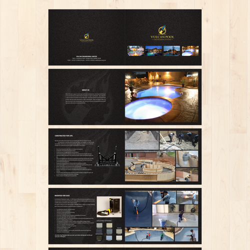 Create luxury brochure for swimming pool business that feels high-class ...