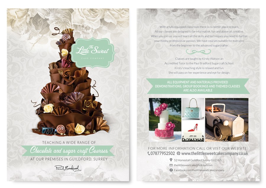Create a A5 Shabby Chic Vintage Business Flyer for my cake decorating ...