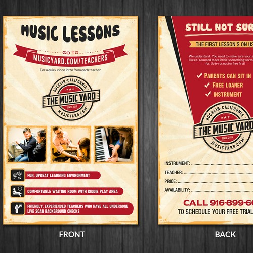 Design 1/2 Page Flyer For Our Music Lessons Program! | Postcard, flyer ...