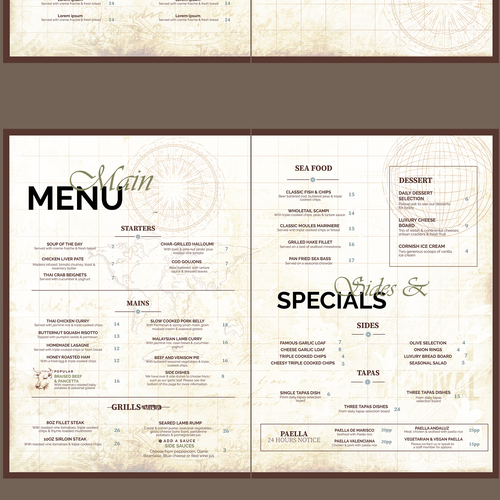 Designs | Steampunk/Adventure style restaurant menu required | Menu contest