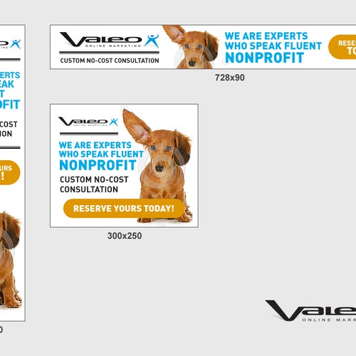 banner ad for Valeo Design and Marketing - sizes 728x90, 160x600 ...