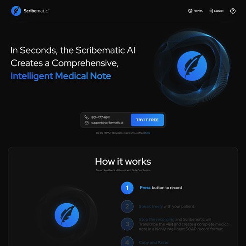Designs | Powerful Landing Page and Design for AI Medical Scribe Site ...