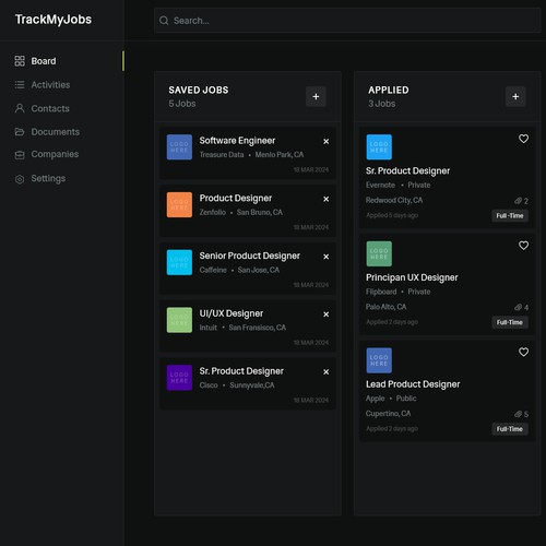 Designs | TrackMyJob (Job Tracker Web Application) | Web page design ...