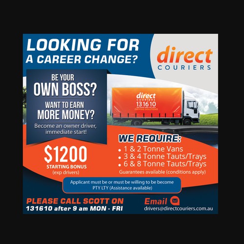 Driver wanted advertisement | Postcard, flyer or print contest