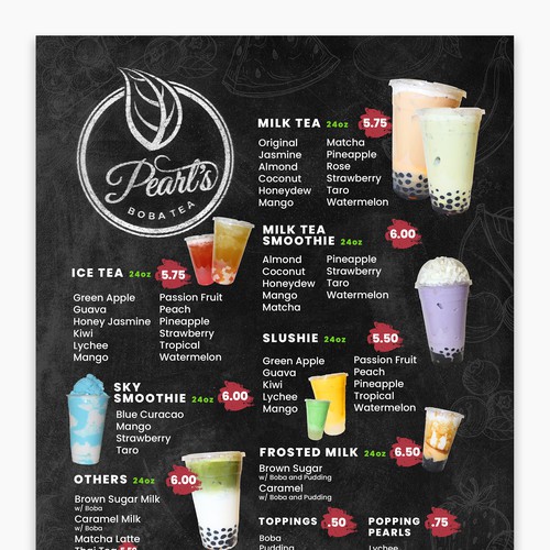 Bubble Tea Menu Design
